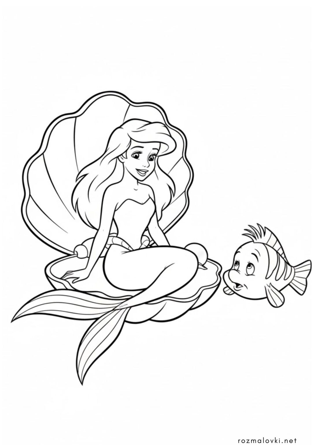 Розмальовка Принцеса Аріель та Флаундер (Русалонька) ⭐️ роздрукувати ...